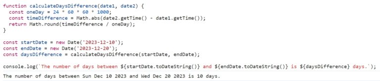 How to Calculate the Number of Days Between Two Dates in JavaScript